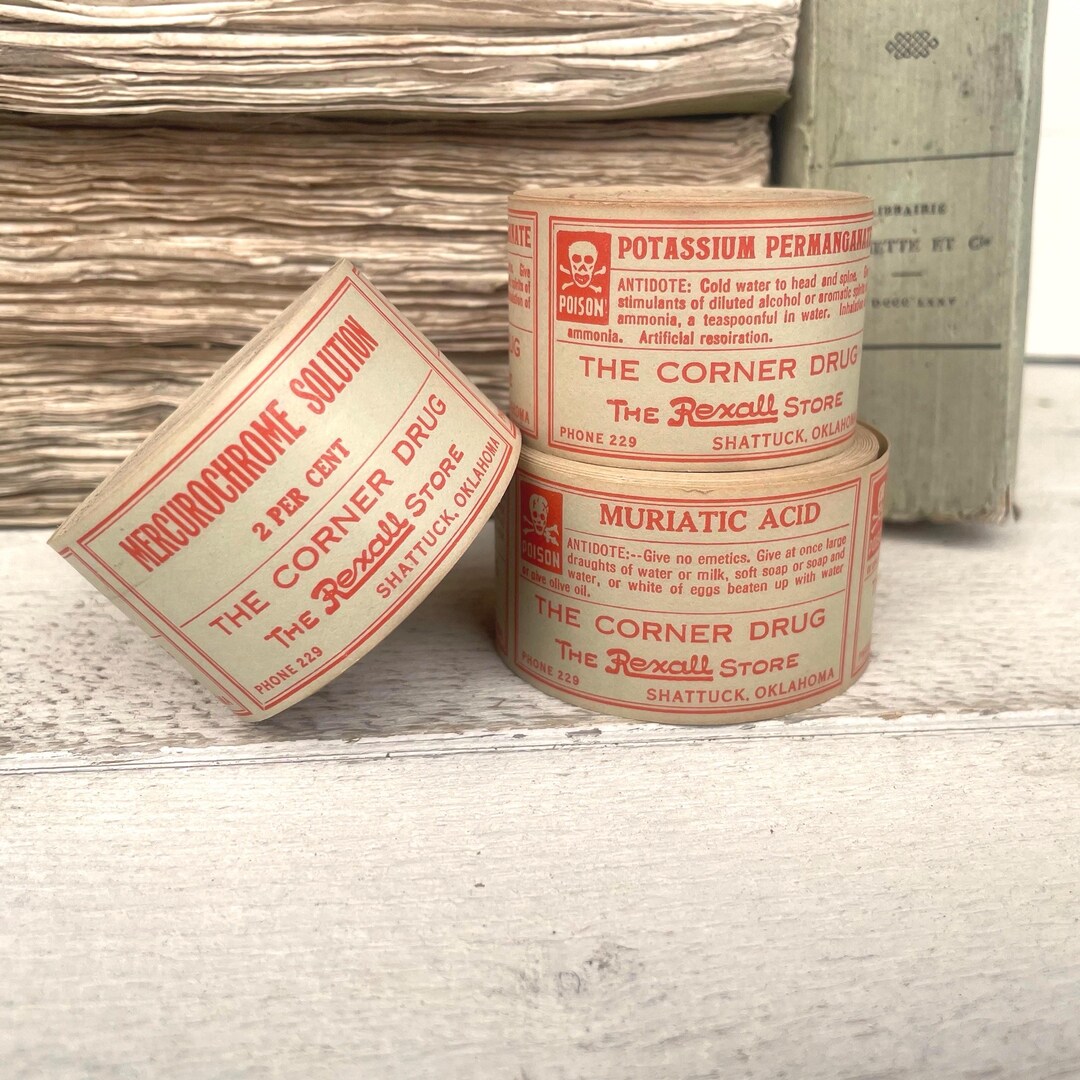 Antique Pharmacy Labels Set 1910s-1920s, Apothecary Ephemera, Label ...