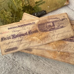 Antique Rare Payment Check, Shabby Stained Patina, Bank Notes, for Junk ...