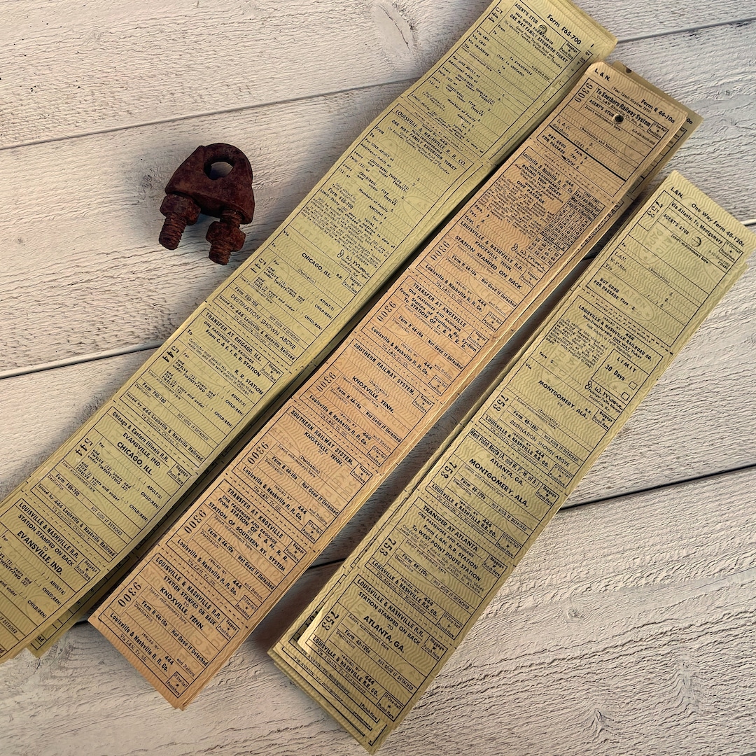 Vintage Train Tickets, Large Paper Ticket, Antique Railroads Ephemera ...