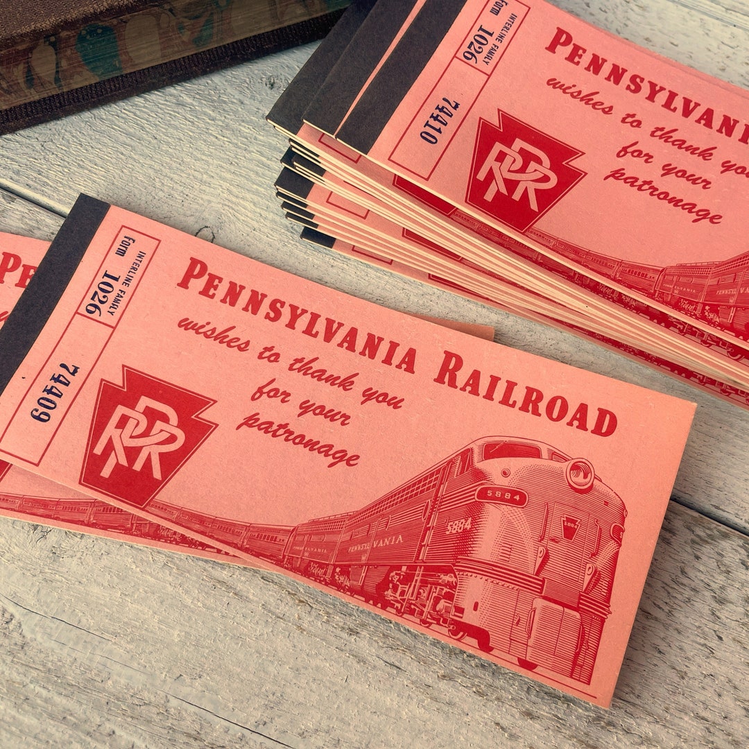 Vintage Train Ticket Book, Railroad Ephemera, Pink Paper Cover, for ...