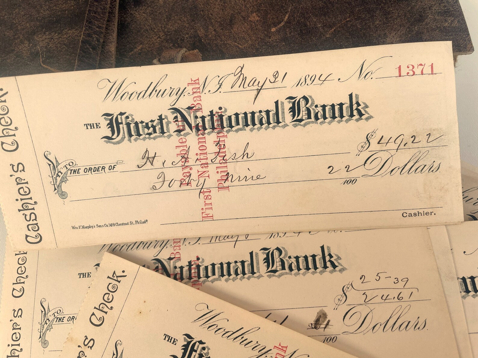 Antique 1890s Bank Checks, Payment Check, Handwritten, Vintage Ephemera ...