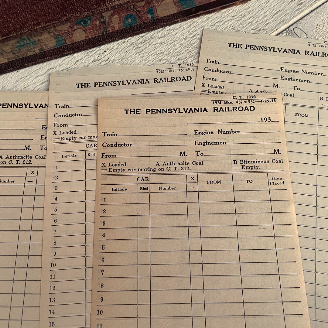 Vintage Railroad Ephemera, Train Records, Railway Form, Ephemera for ...