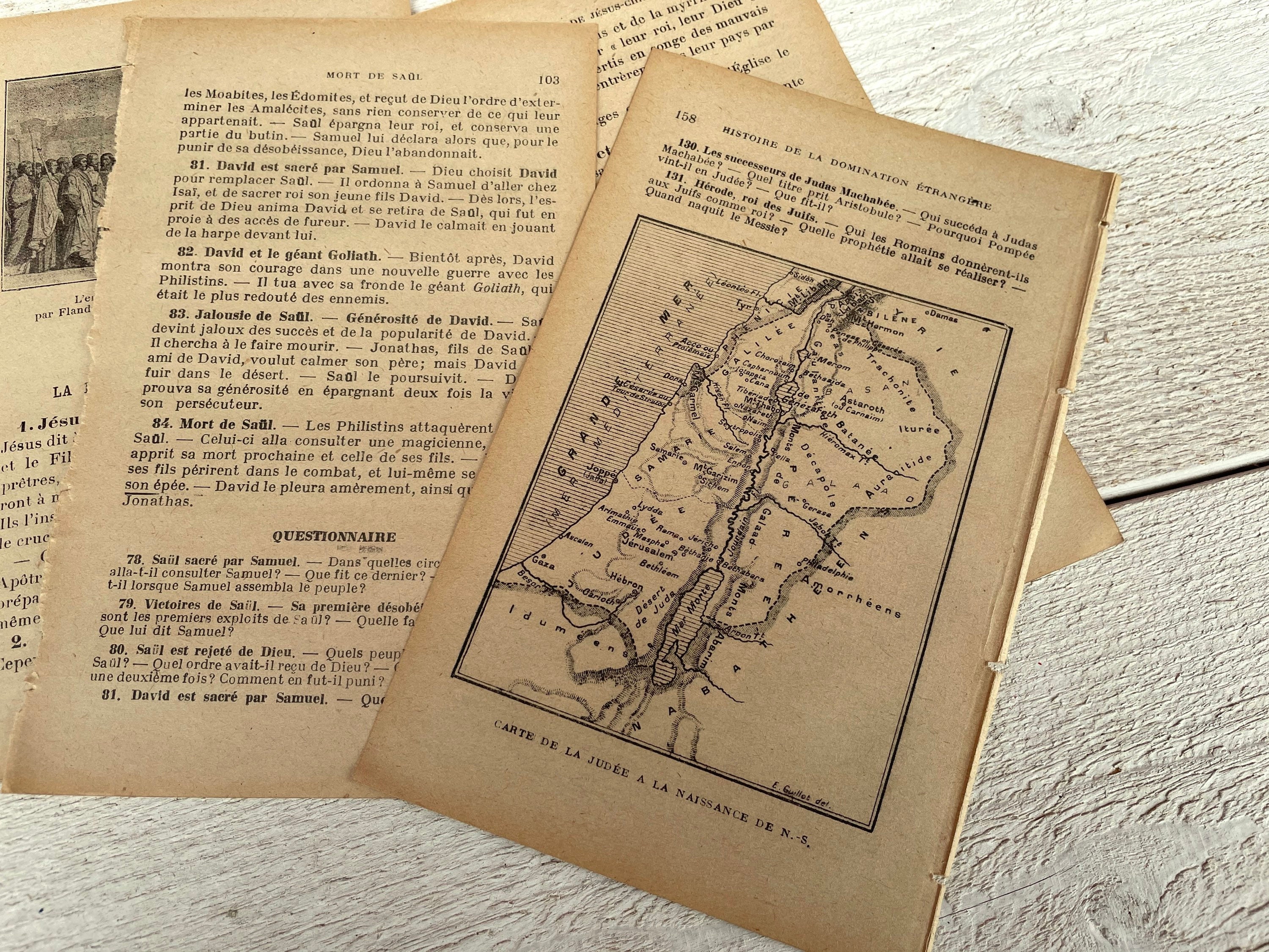 Antique French Religious Pages 1800s, Vintage Christian Book Pages ...