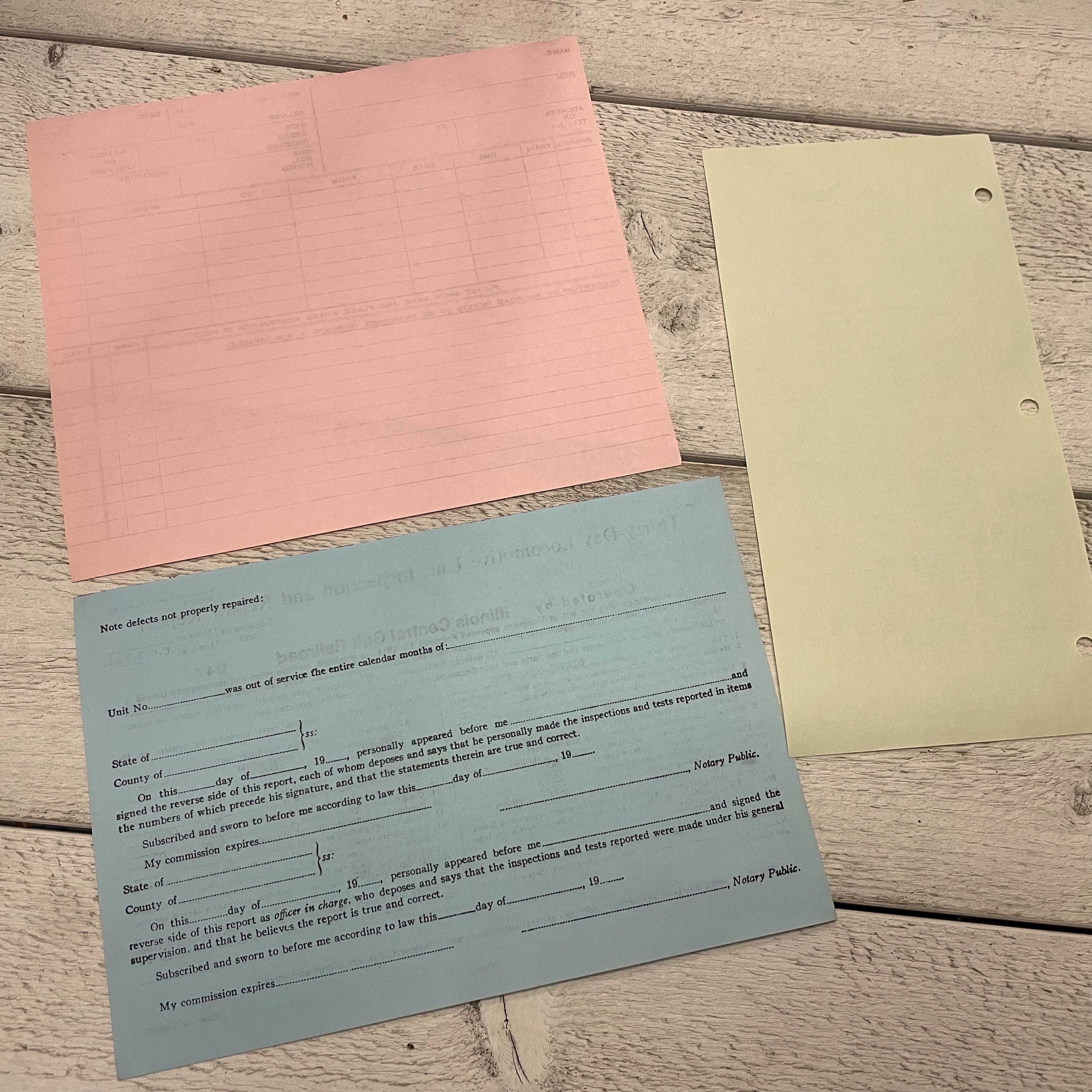 Vintage Pastel Color Form Set, Railroad Ephemera Train Locomotive, Junk ...