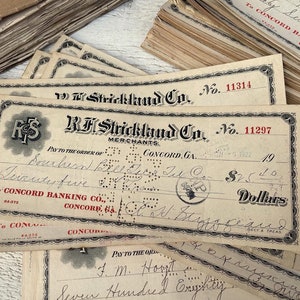 Antique Bank Checks, Used Payment Receipt, Vintage Ephemera, Bank Note ...