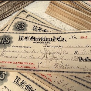 Antique Bank Checks, Used Payment Receipt, Vintage Ephemera for Junk ...