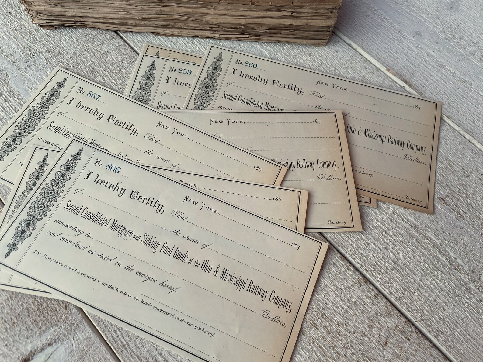 Antique Bond Receipts Vintage Document Form Certificate | Etsy