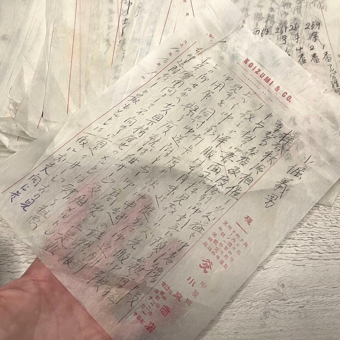 Antique Japanese Tissue Paper Invoices, Translucent Onion Skin Paper ...