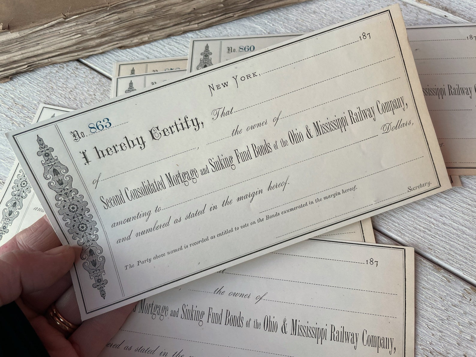 Antique Bond Receipts Vintage Document Form Certificate | Etsy