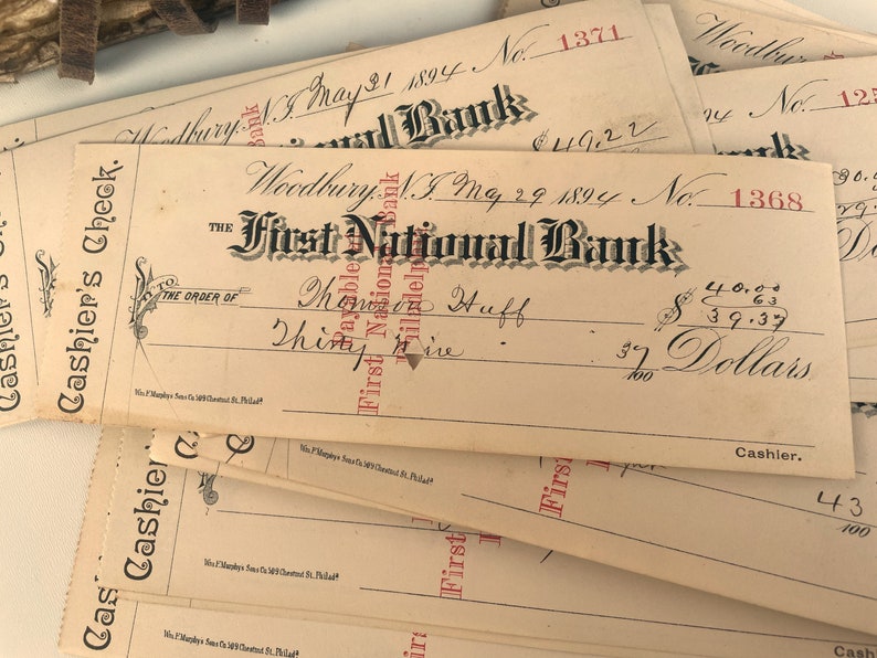 Antique 1890s Bank Checks Payment Check Handwritten 5 - Etsy