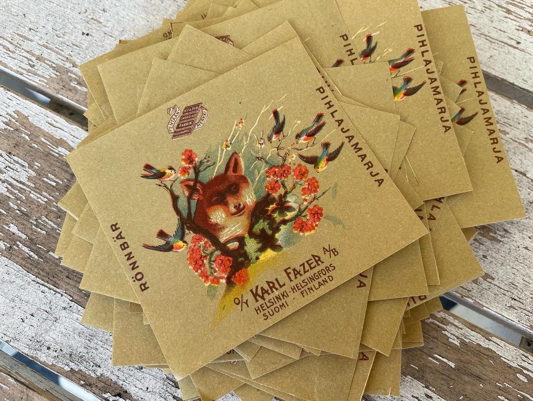 Finnish Unused Candy Wrappers, Antique Paper Labels, Fox Candy, for ...