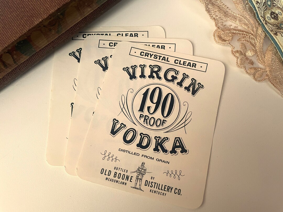 Vintage Bottle Labels, Virgin Vodka Label Set, Advertising ...