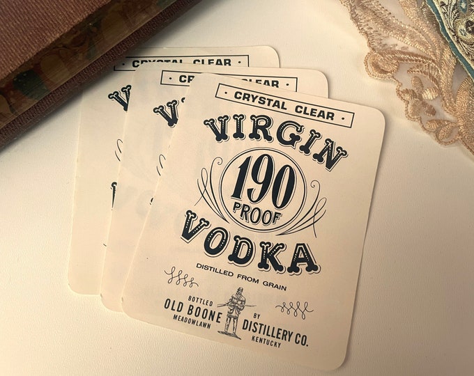 Vintage Bottle Labels, Virgin Vodka Label Set, Advertising ...