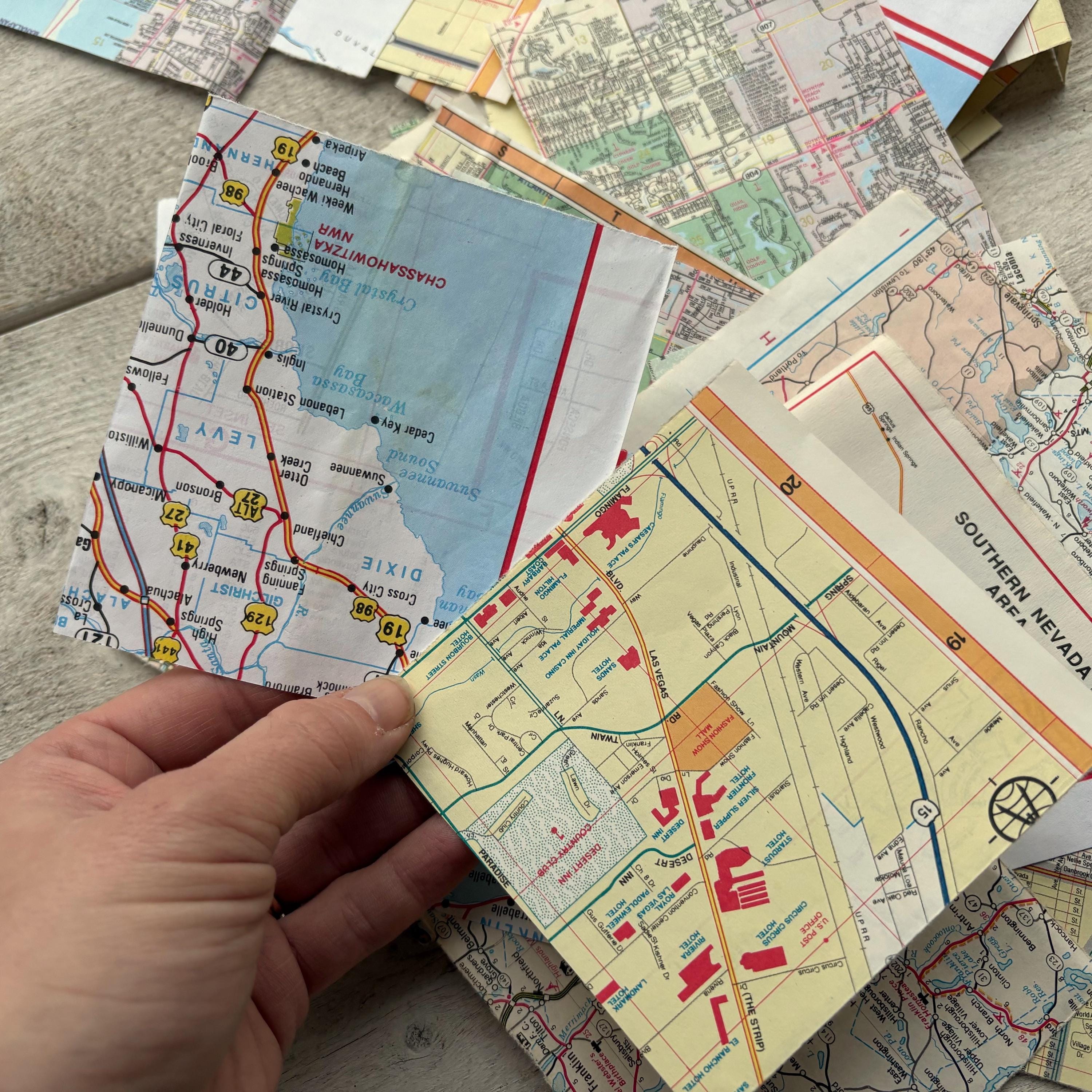 Vintage Map Scraps - 30 Sheets - Ephemera for Junk Journal and ...