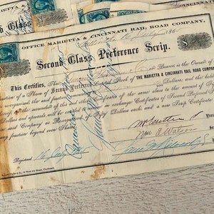 Antique Shares Certificates, Vintage Document, Receipts, 1860s Ephemera ...