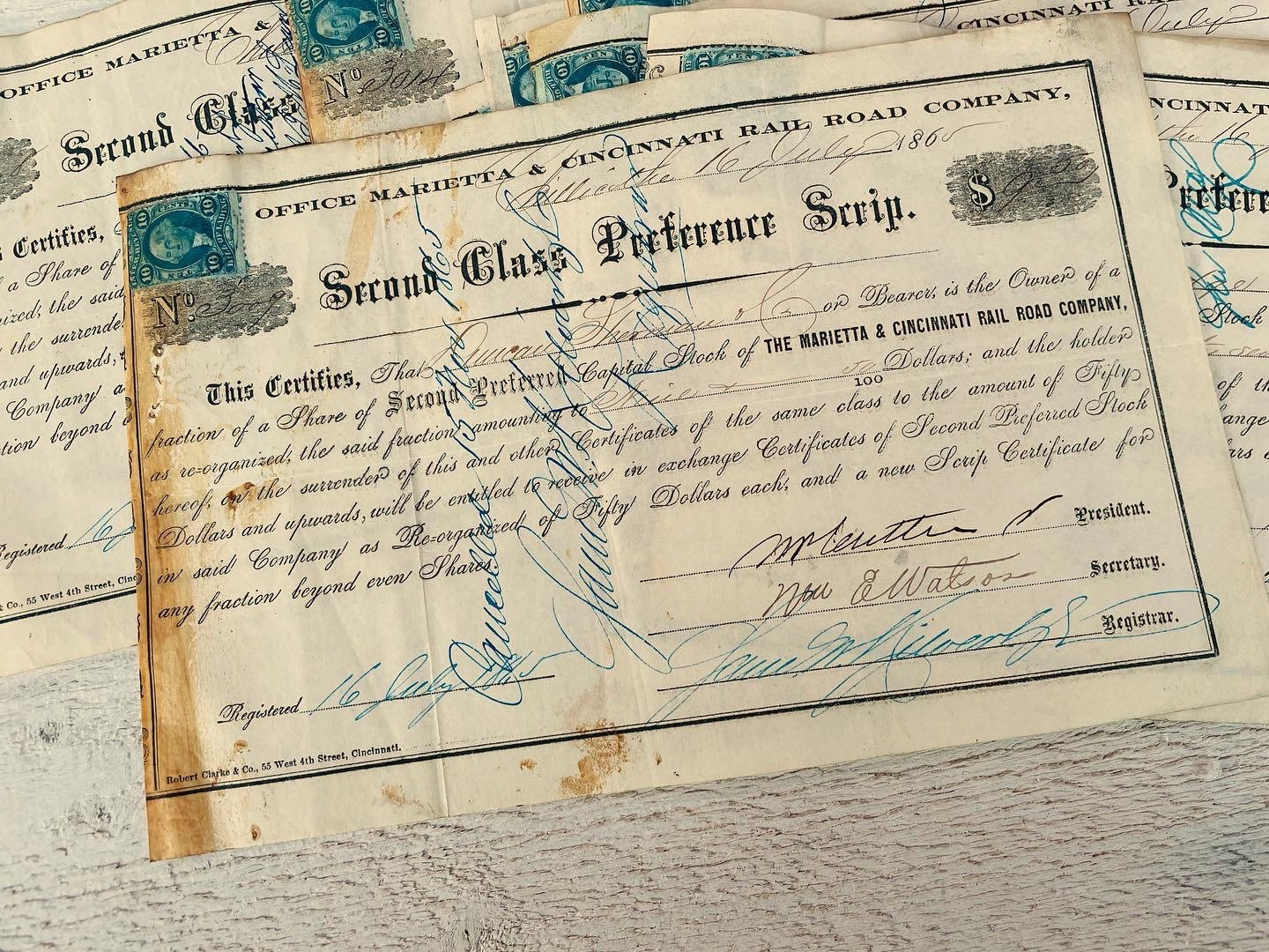 Antique Shares Certificates, Vintage Document, Receipts, 1860s Ephemera ...