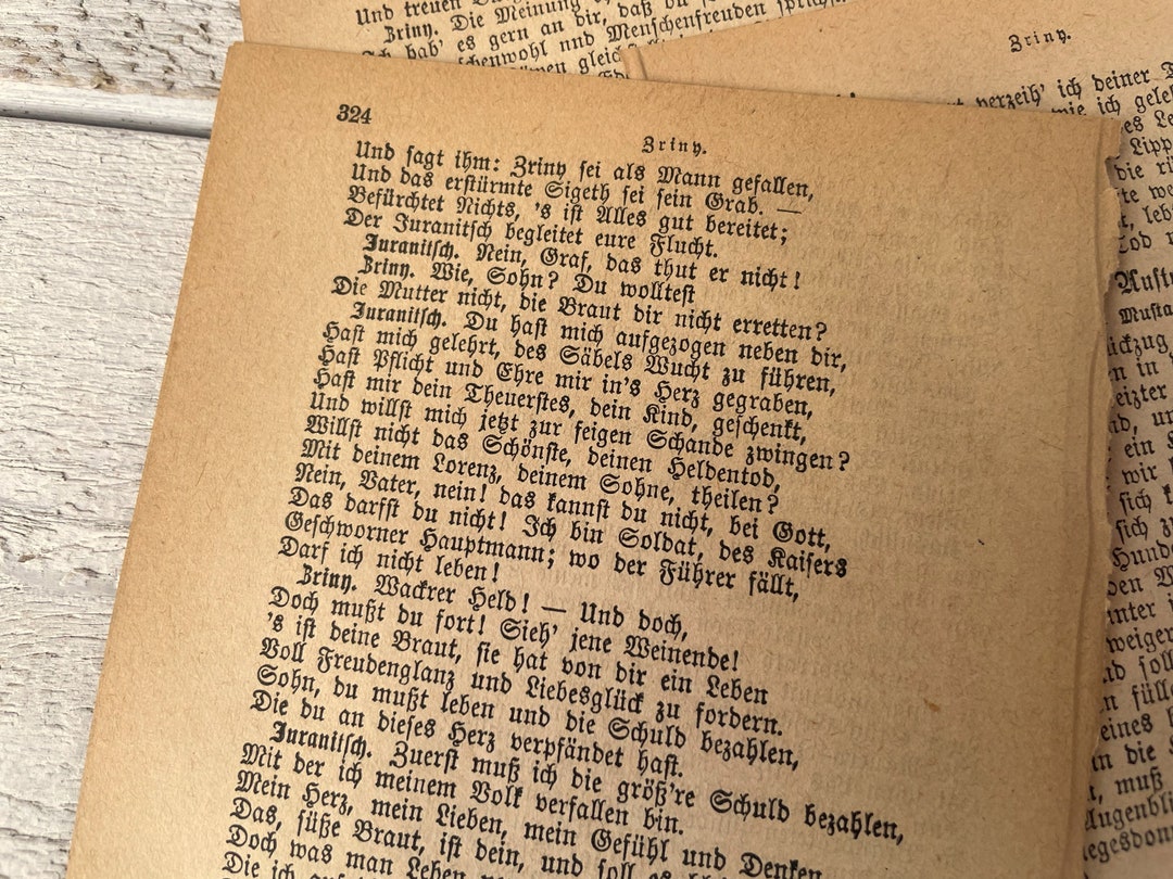 1800s German Book Pages Vintage Book Pages Dark Patina - Etsy