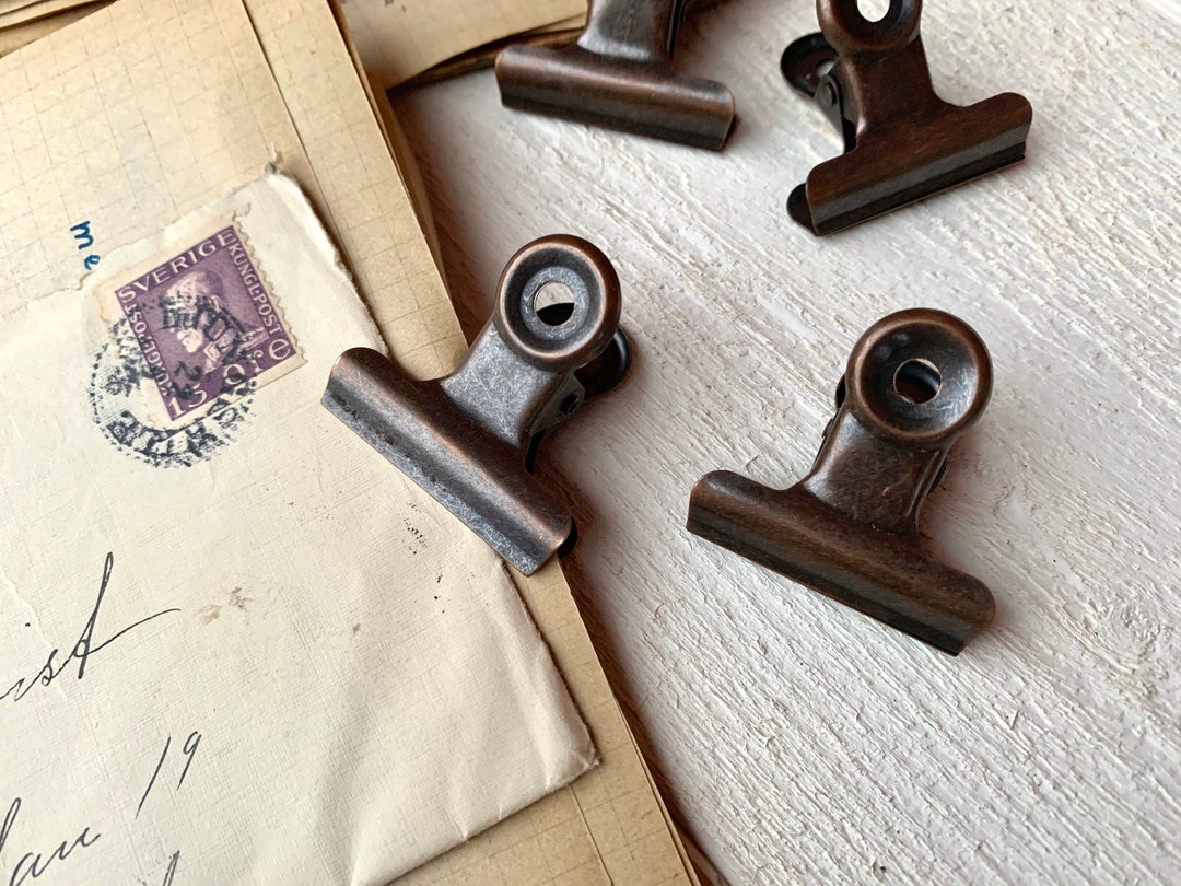 Paper Clips, 8 Pcs Medium Size, Antique Bronze Color, Bulldog Clip, for ...