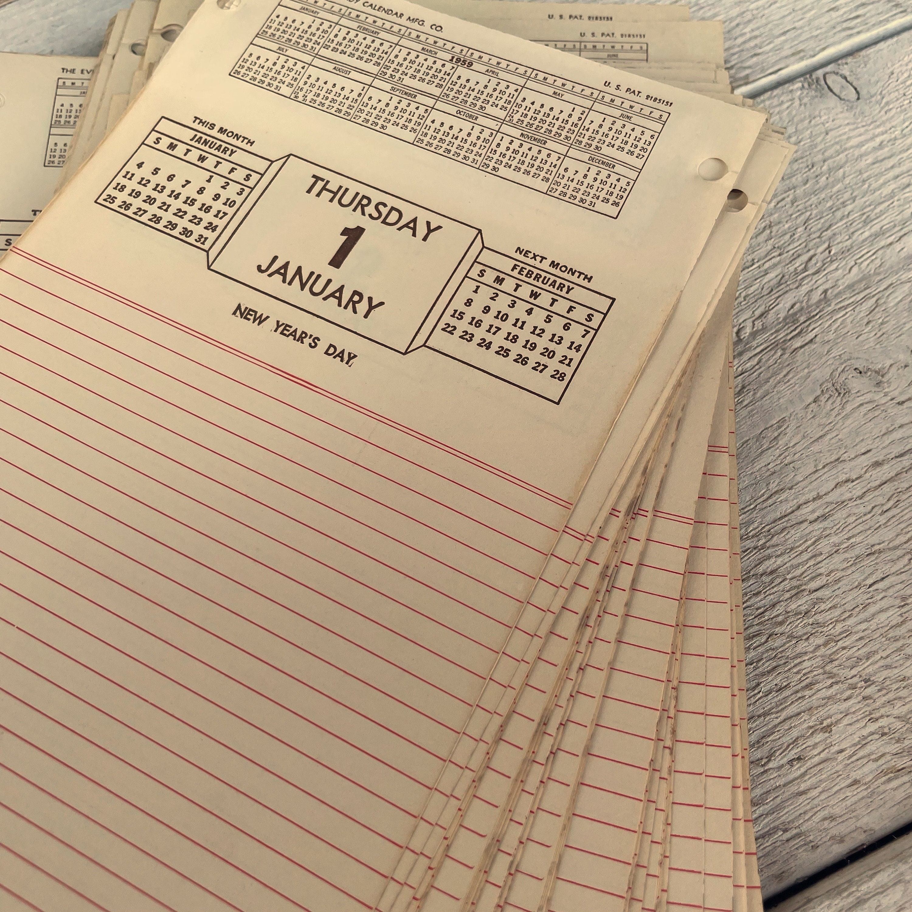 Vintage Desk Calendar Sheets 1959 - 5 Sheets - for Junk Journal ...