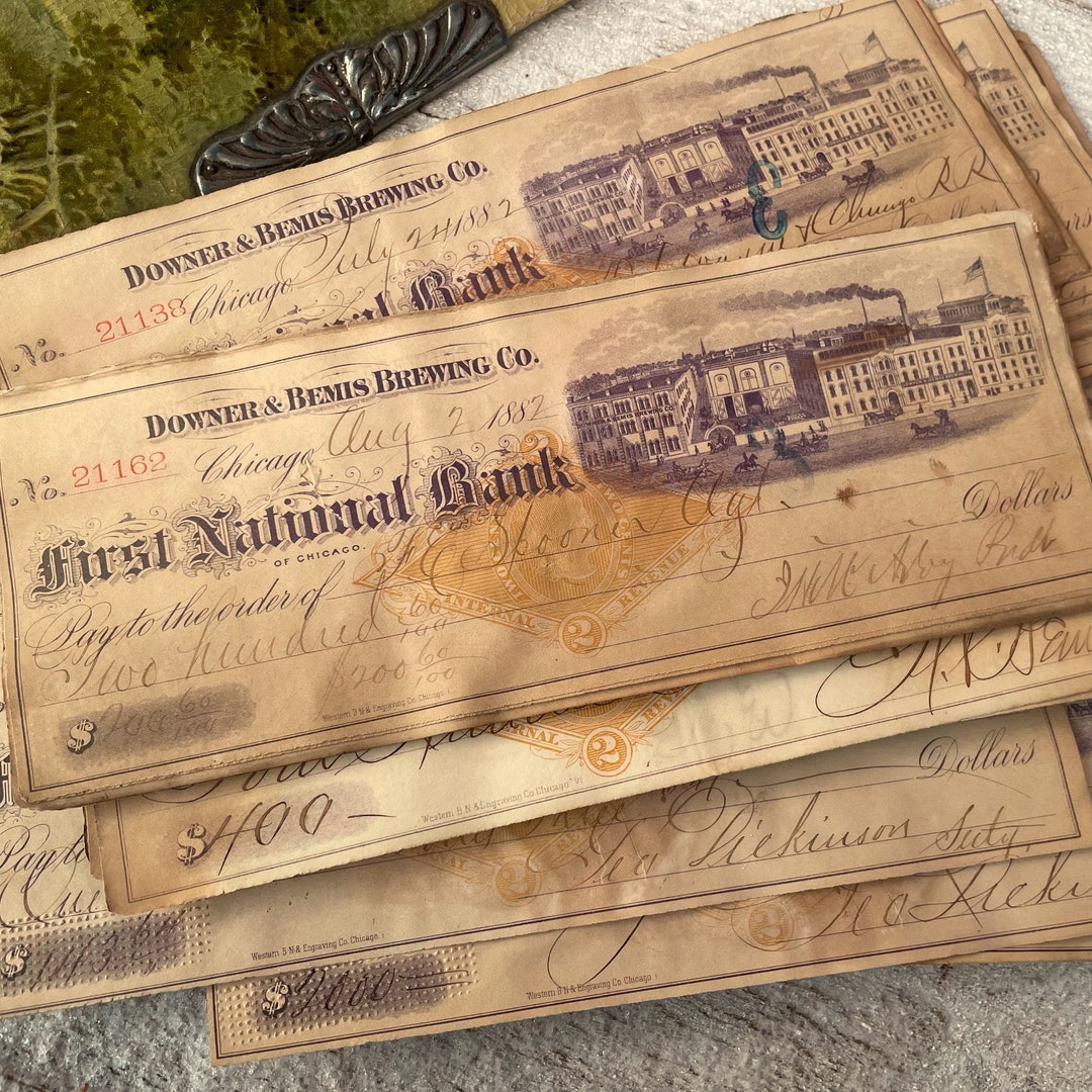 Antique Rare Payment Check, Shabby Stained Patina, Bank Notes, for Junk ...