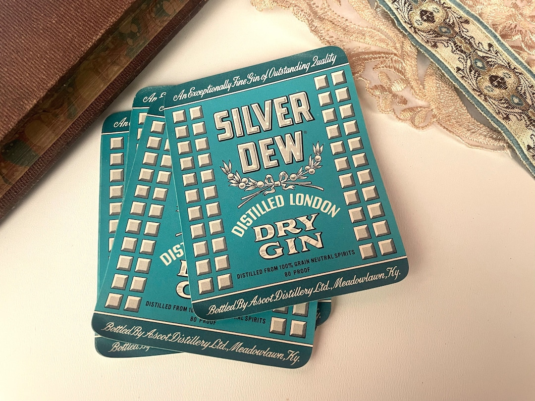 Vintage Gin Bottle Labels, Silver Dew Advertisement, Scrapbooking ...