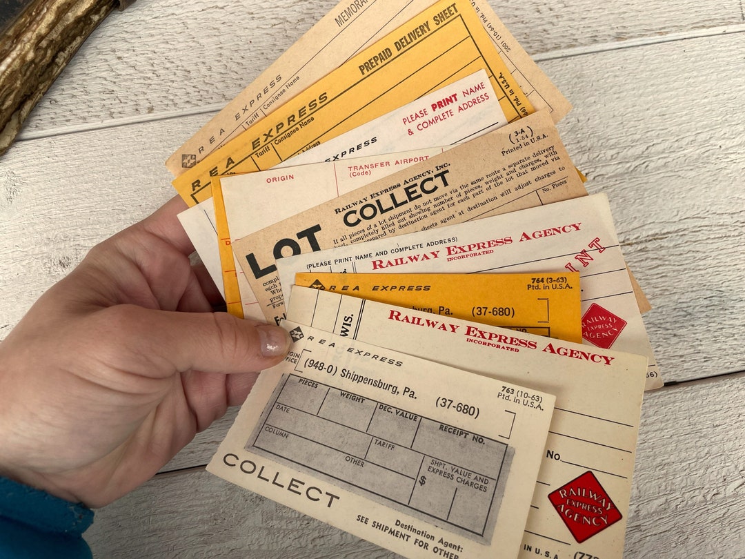 Vintage Cargo Shipping Labels, Freight Label Set Railway Express Agency ...