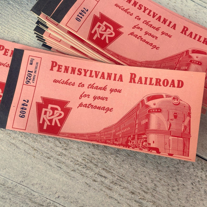 Vintage Train Ticket Book, Railroad Ephemera, Pink Paper Cover, for ...