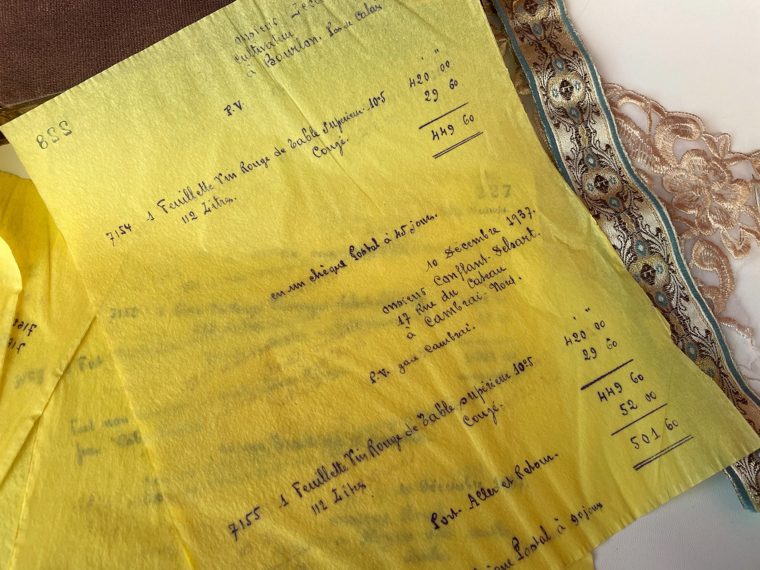 Vintage French Onion Skin Tissue Paper, Very Thin Papers, Handwritten ...