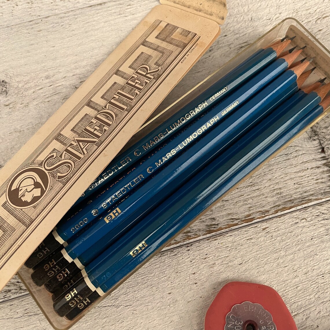 Vintage Collectible Pencil and Eraser, Staedtler Pencils, Eberhard ...