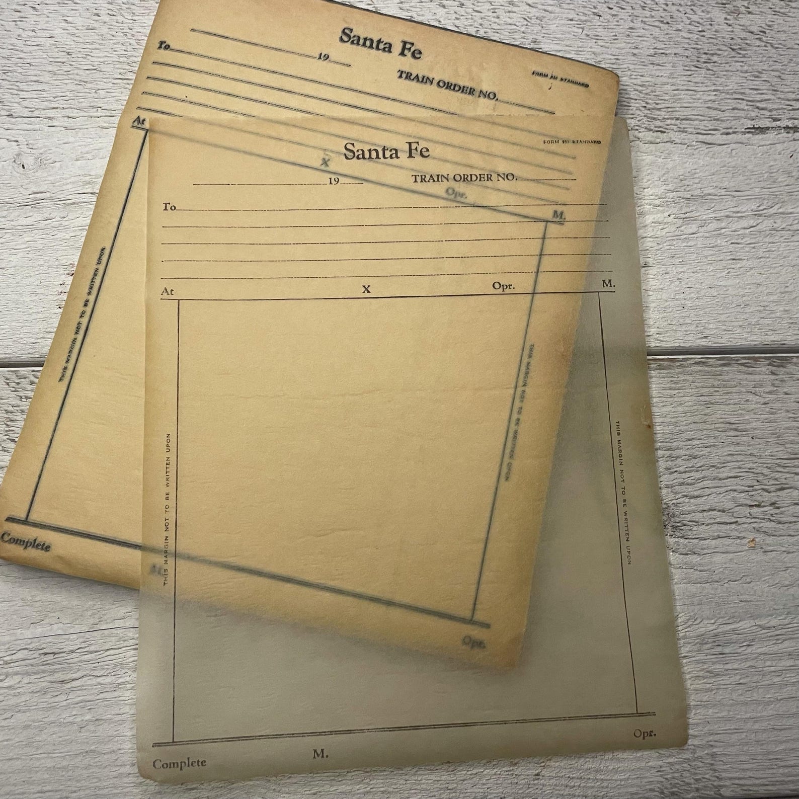 Vintage Onion Skin Train Orders, Tissue Thin Translucent Railroad Forms ...
