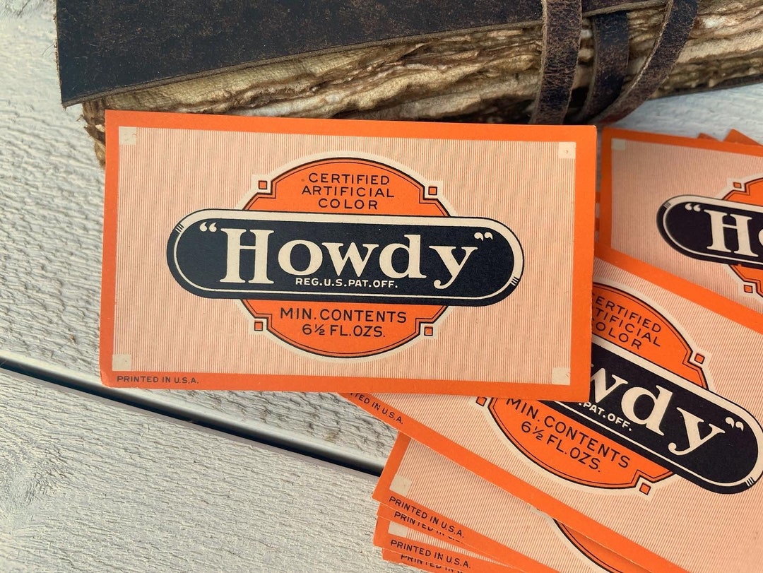 Howdy 1930s Bottle Labels, Vintage Soda Advertisements, Ephemera for ...