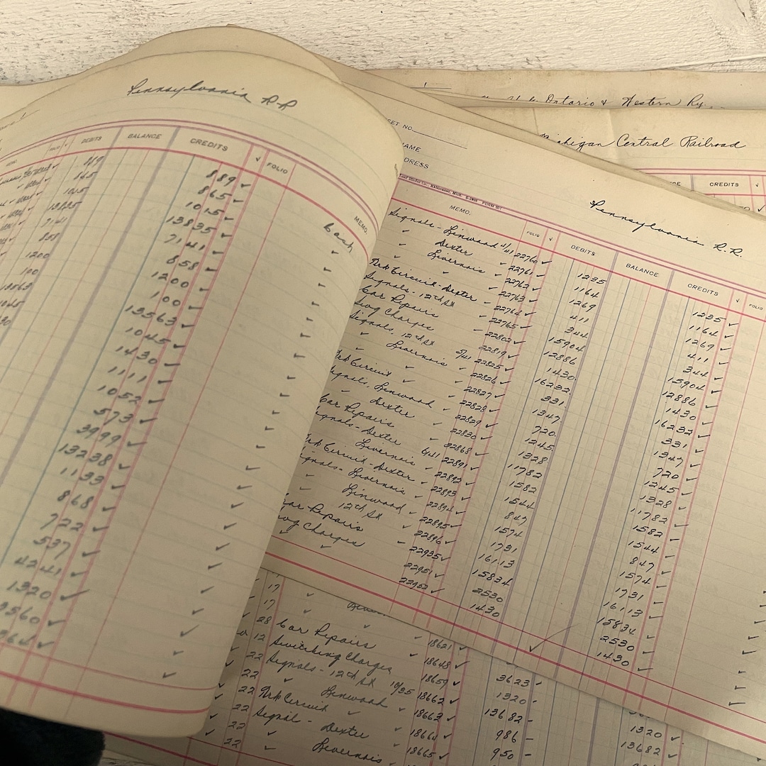Vintage Account Ledger Pages, Junk Journal Ephemera, Railroad Record ...