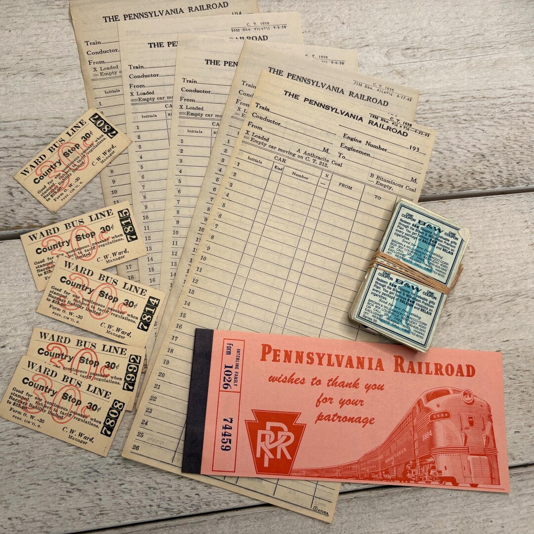 Vintage Ephemera Set, for Junk Journal and Scrapbooking, Railroad Forms ...