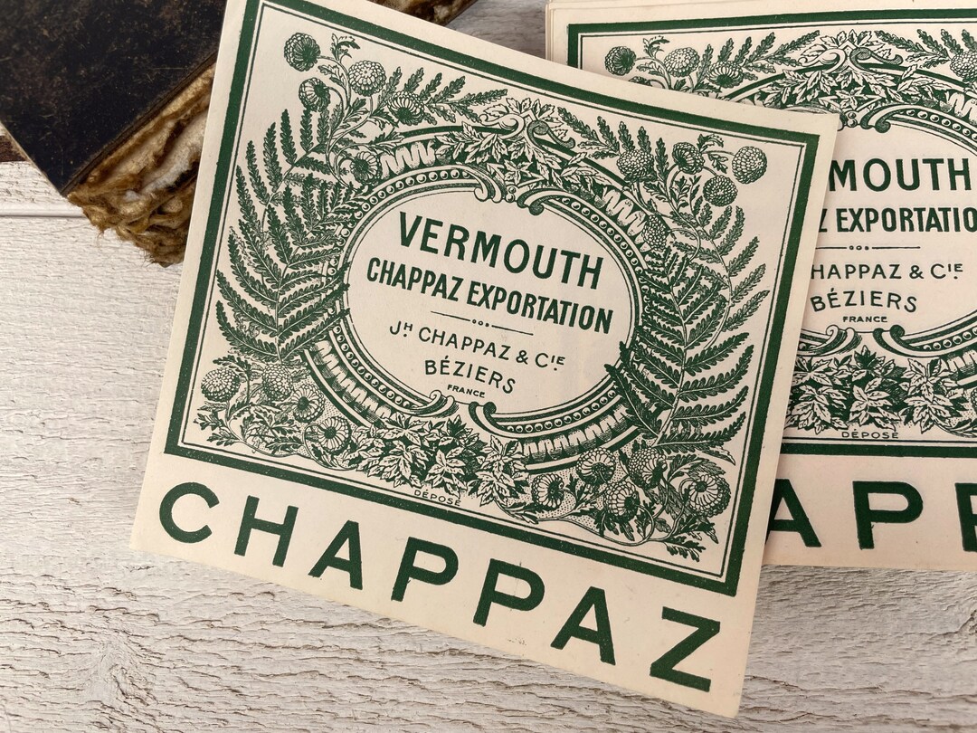 Vintage French Vermouth Labels, Nature Theme Ephemera Decorative, Thin ...