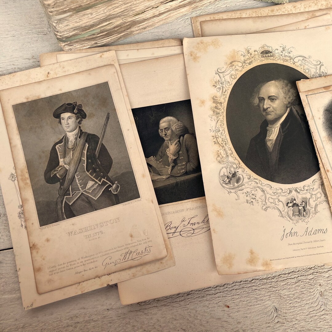 Antique Engravings USA Founding Fathers and Presidents, Portraits, for ...