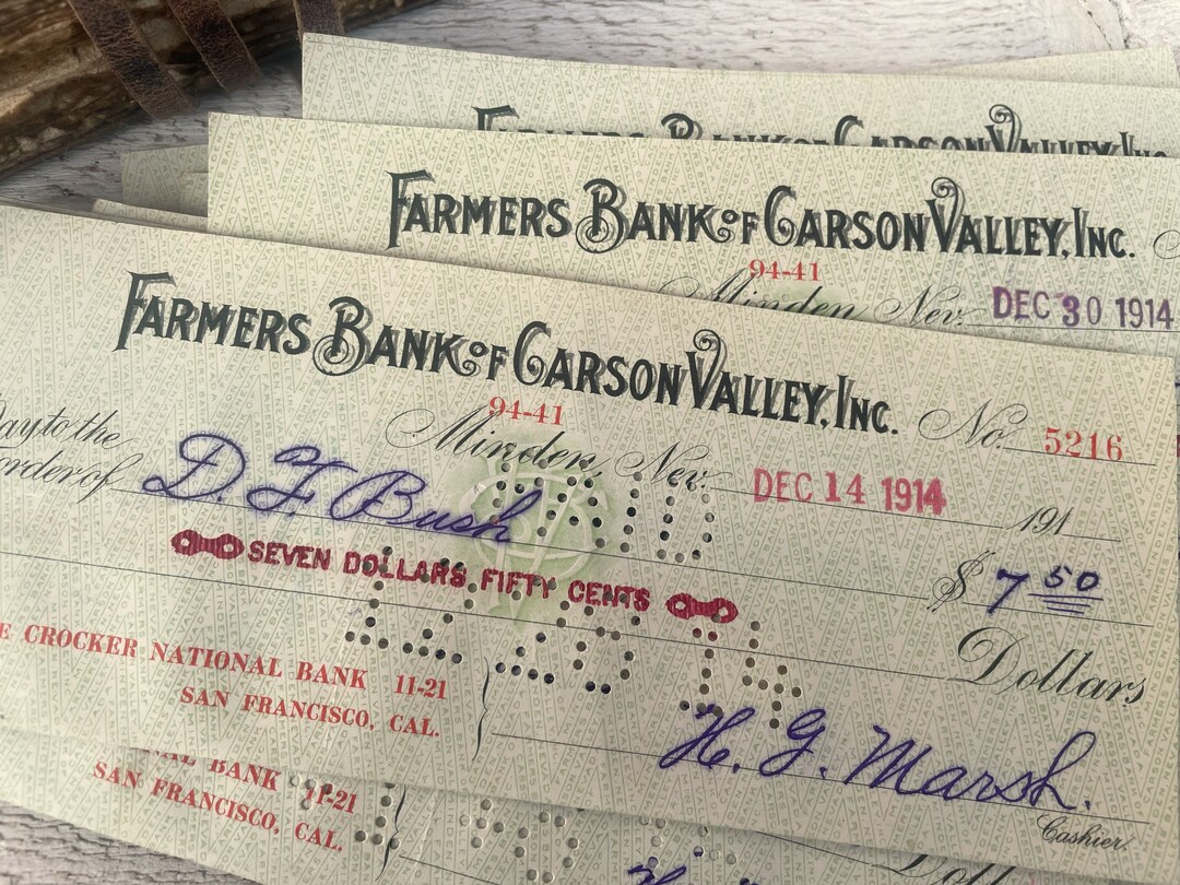 Antique Bank Notes, Used Money Check Set, Vintage Ephemera for Junk ...