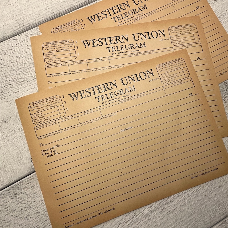 Vintage Western Union Telegram, Aged With Patina, 1950s Ephemera for ...