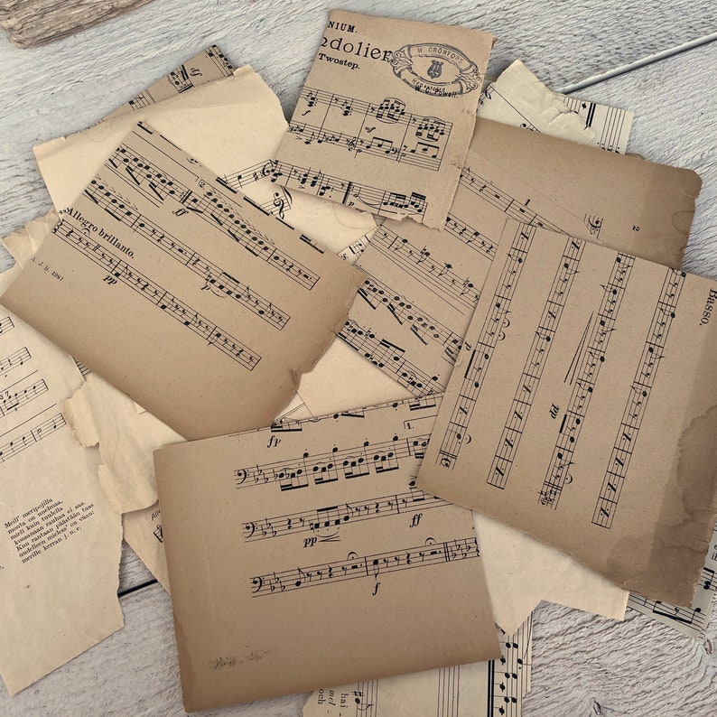 Music Sheet Scraps Set - 30 Scrap Sheets - Assortment for Junk ...