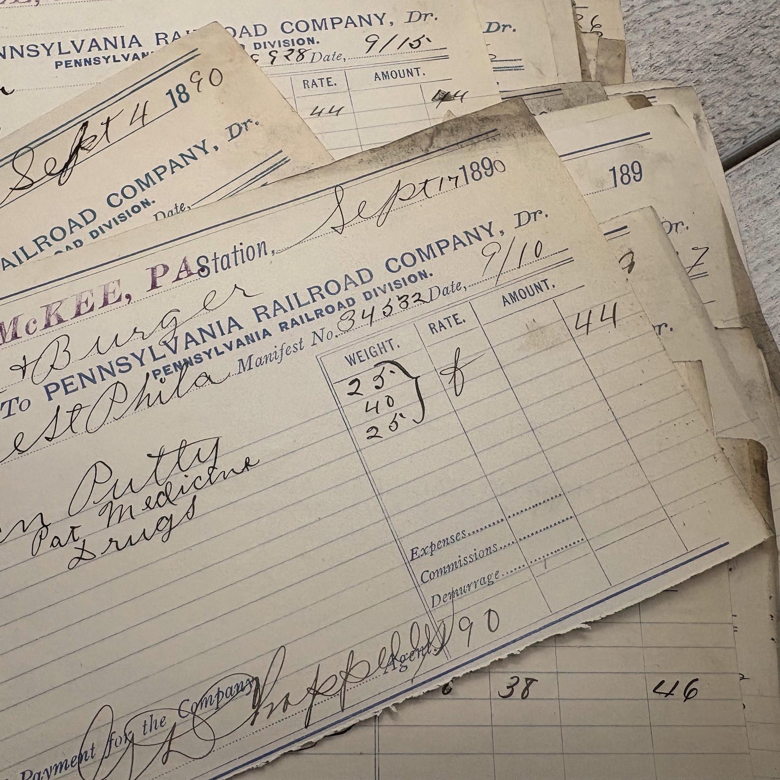 Antique Railroad Freight Bill, Handwritten Receipts, for Junk Journal ...