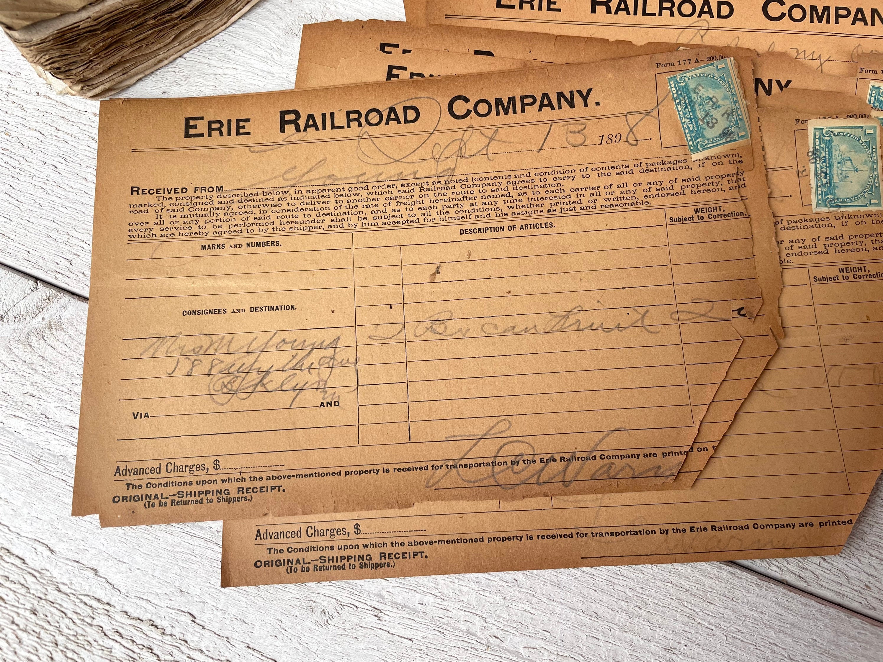 Antique Train Cargo Receipts With Documentary Stamp Railroad - Etsy