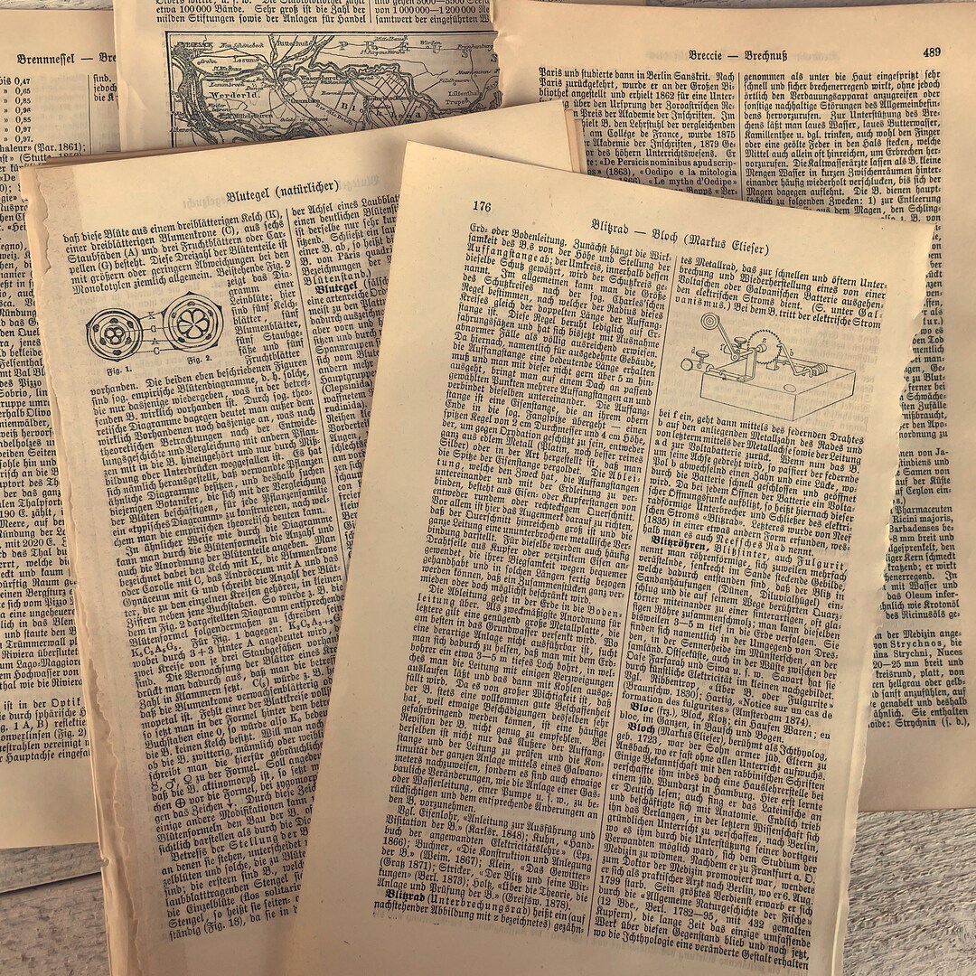 Antique 1870s German Science Book Pages - 20 Sheets - Small Print Thin ...