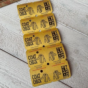 Vintage Cloakroom Tickets, Coat Claim Ticket Set, Junk Journal Ephemera ...