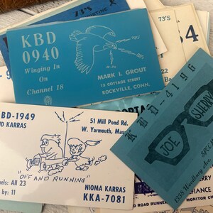 Vintage Blue Theme Radio Cards 1960s, Radio Amateure Collectible QSL ...