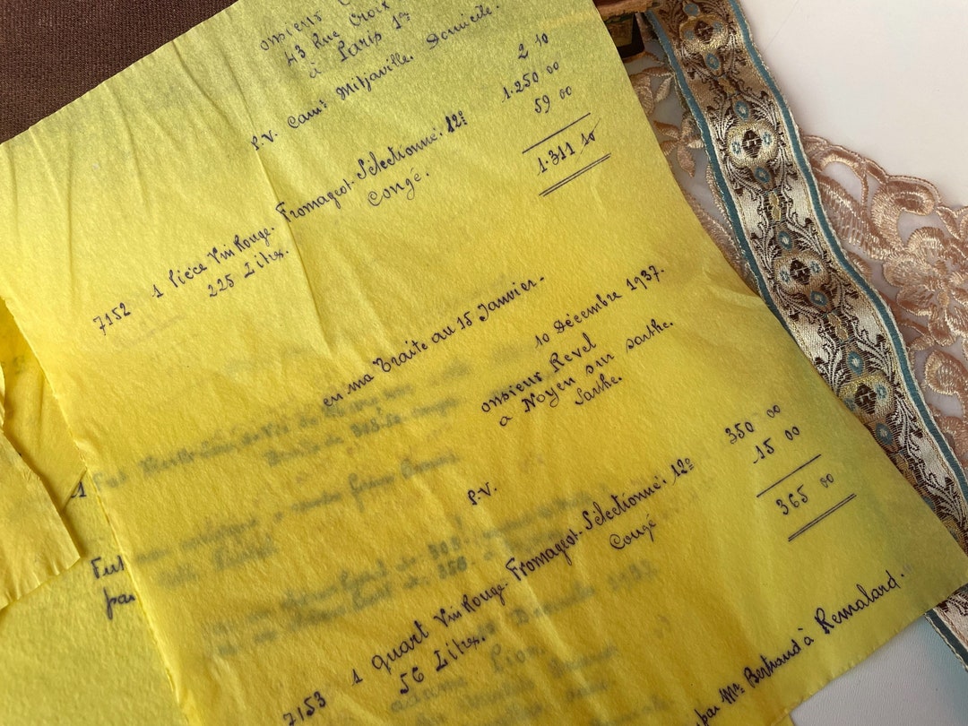 Vintage French Onion Skin Tissue Paper, Very Thin Papers, Handwritten ...