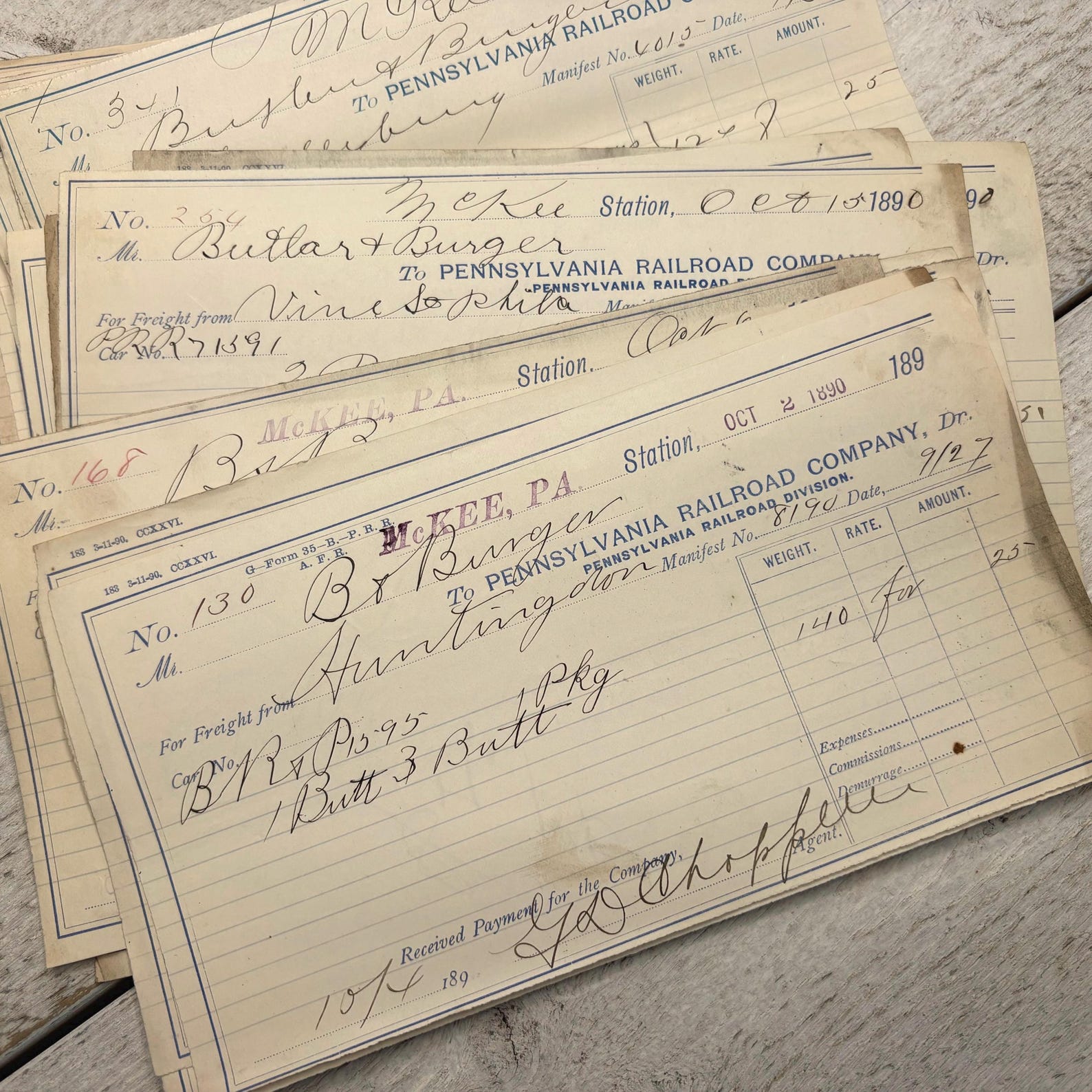 Antique Railroad Freight Bill, Handwritten Receipts, for Junk Journal ...