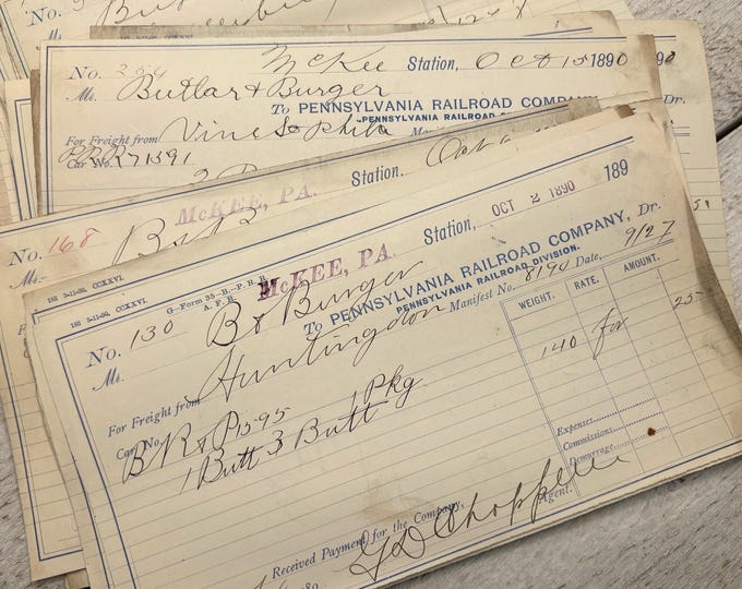 Antique Railroad Freight Bill, Handwritten Receipts, for Junk Journal ...