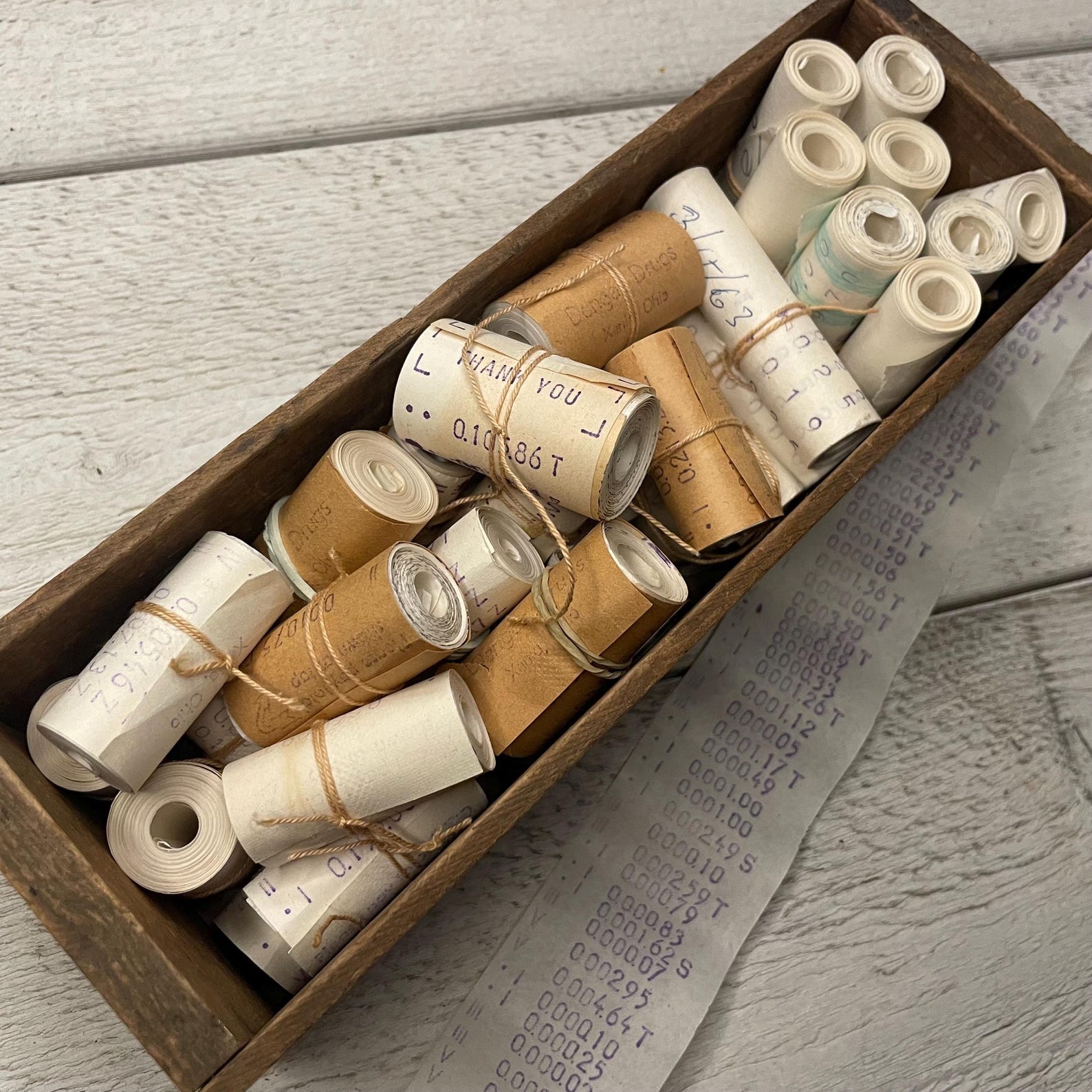 Vintage Used Cash Register Rolls, Adding Machine, Numbers Receipts ...