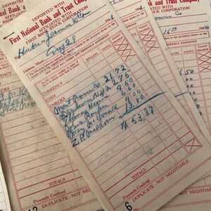 Vintage Bank Receipts, Handwritten, Payment Deposit Receipts ...