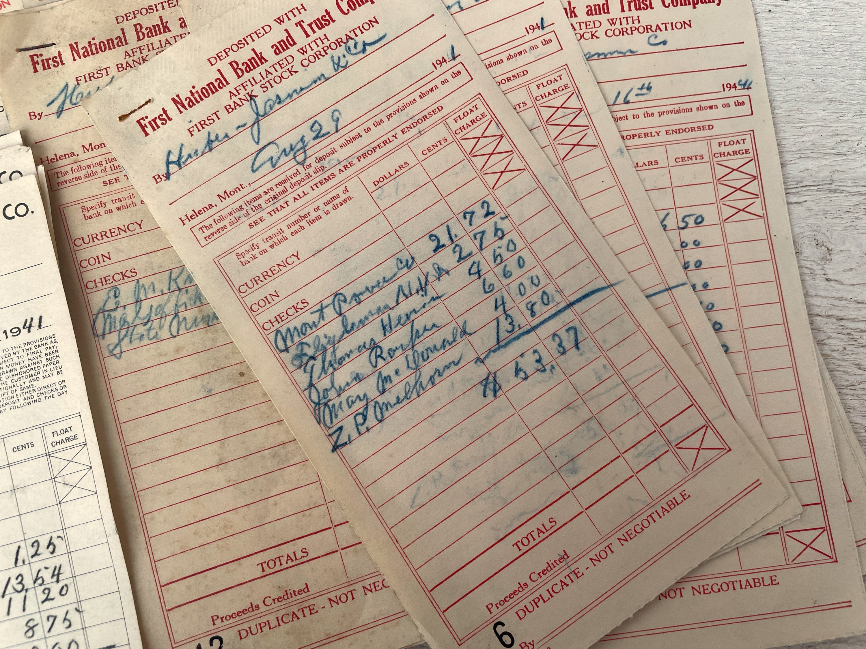Vintage Bank Receipts, Handwritten, Payment Deposit Receipts ...