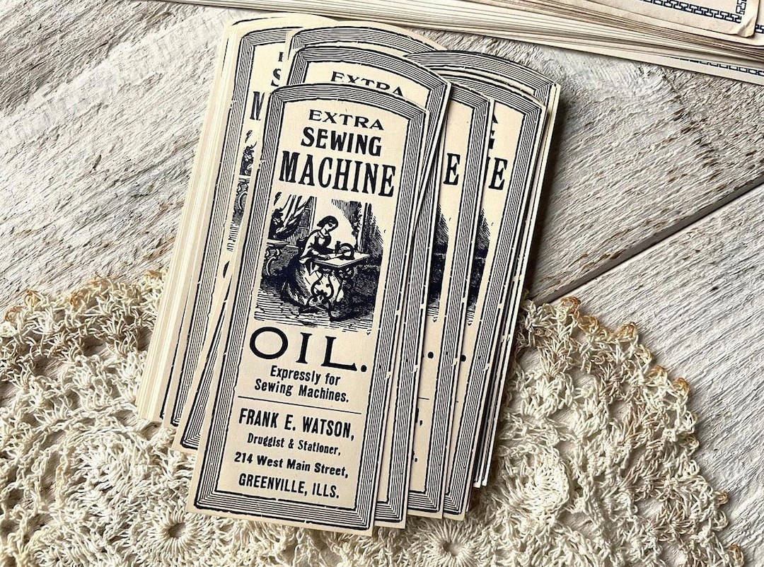 Antique Sewing Machine Oil Label and Hair Pomade Label, Journaling ...